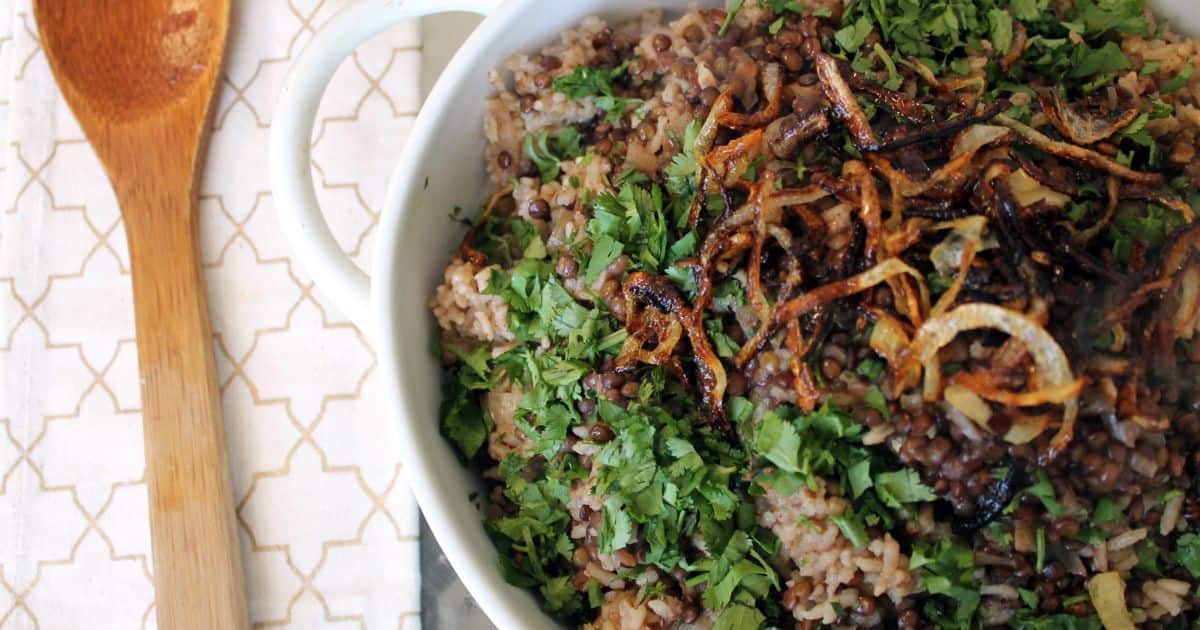 Lentils and Rice Recipe with Caramelized Onions