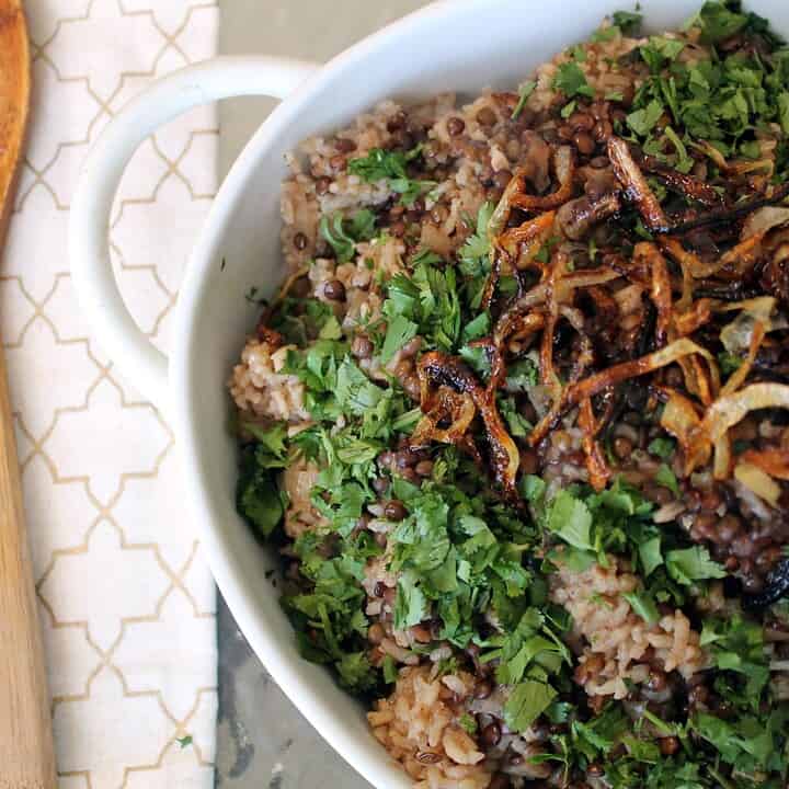 Lentils and Rice Recipe with Caramelized Onions