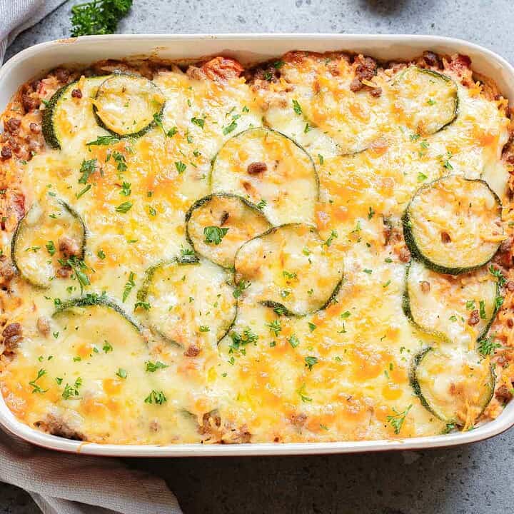 30-Minute Ground Beef Zucchini and Rice Casserole